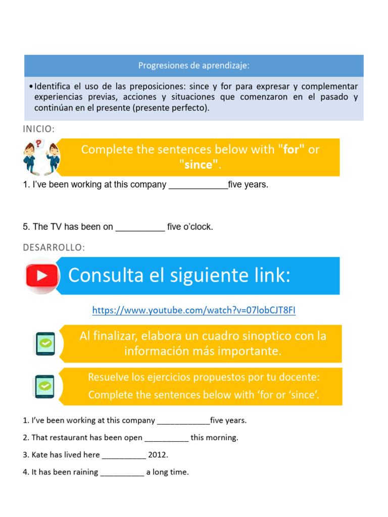 Ingles III Actividad 6 Semana 1 U2 Prepositions and Present Perfect | PDF