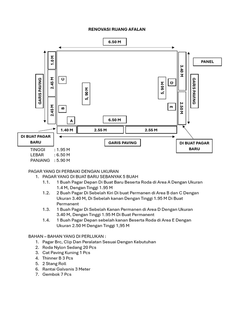 Renovasi Pagar dan Ruang Afalan | PDF