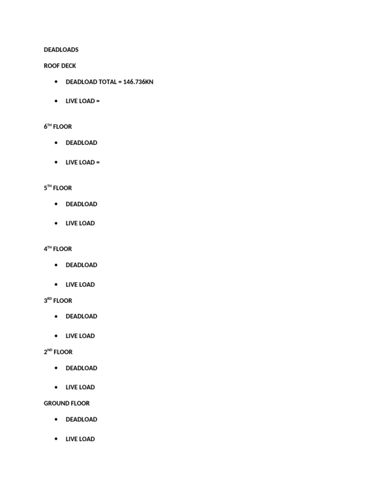 Deadload and Live Load Calculations | PDF