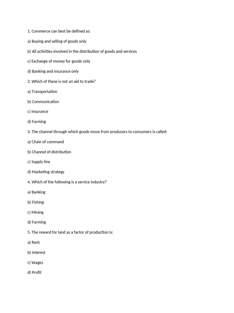 Understanding Commerce and Trade Concepts | PDF