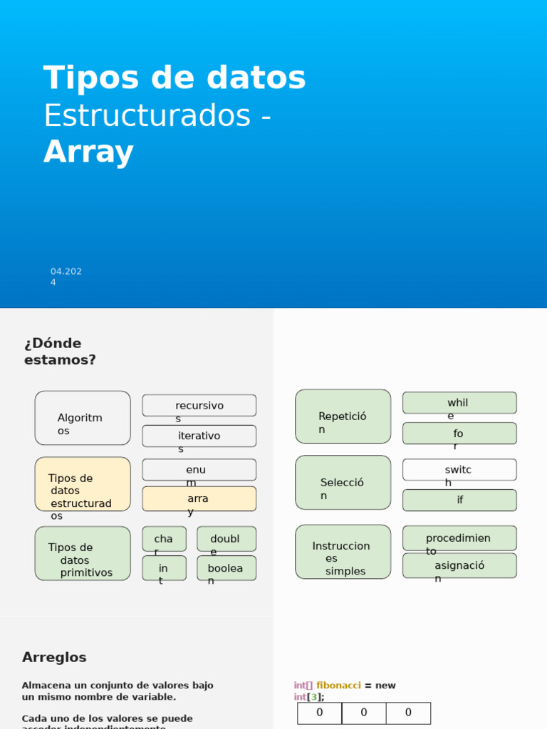 Clase 6 - Tipos de Datos Estrucutrados (Array) | PDF | Datos de computadora | Desarrollo de software