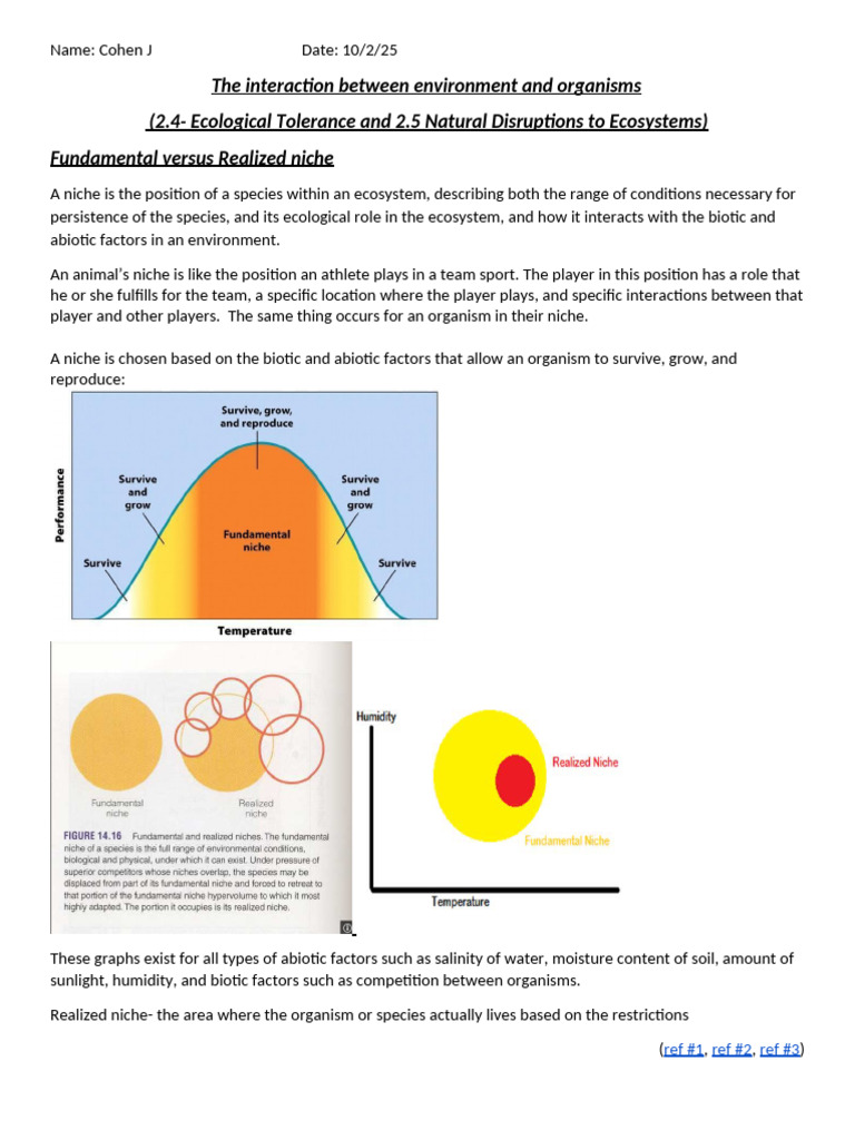 Interaction of Organisms and The Environment | PDF | Ecological Niche ...