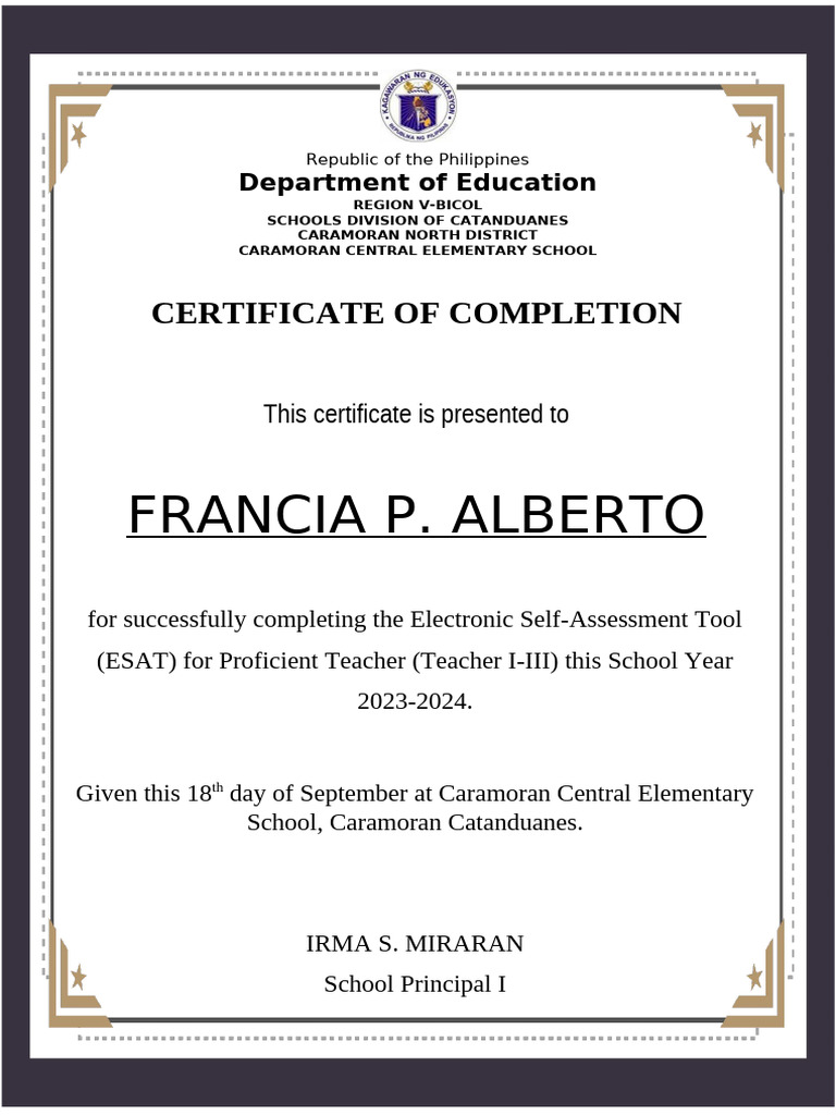 ESAT Certificate | PDF