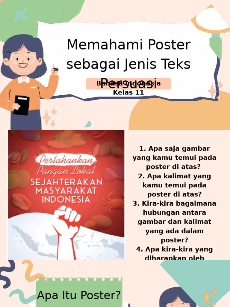 Memahami Poster Sebagai Jenis Teks Persuasi Presentasi Krem Hijau ...