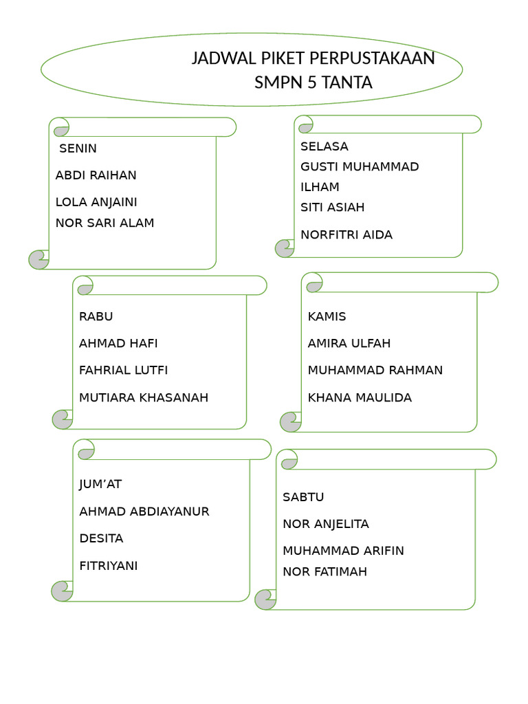 Jadwal Piket Perpustakaan | PDF