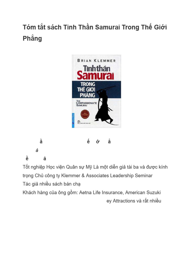 Tinh Than Samurai Trong The Gioi Phang Brian Klemmer PDF | PDF