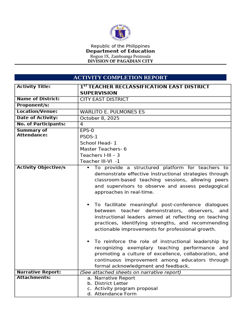 Teacher Reclassification Report 2025 | PDF | Teachers | Learning