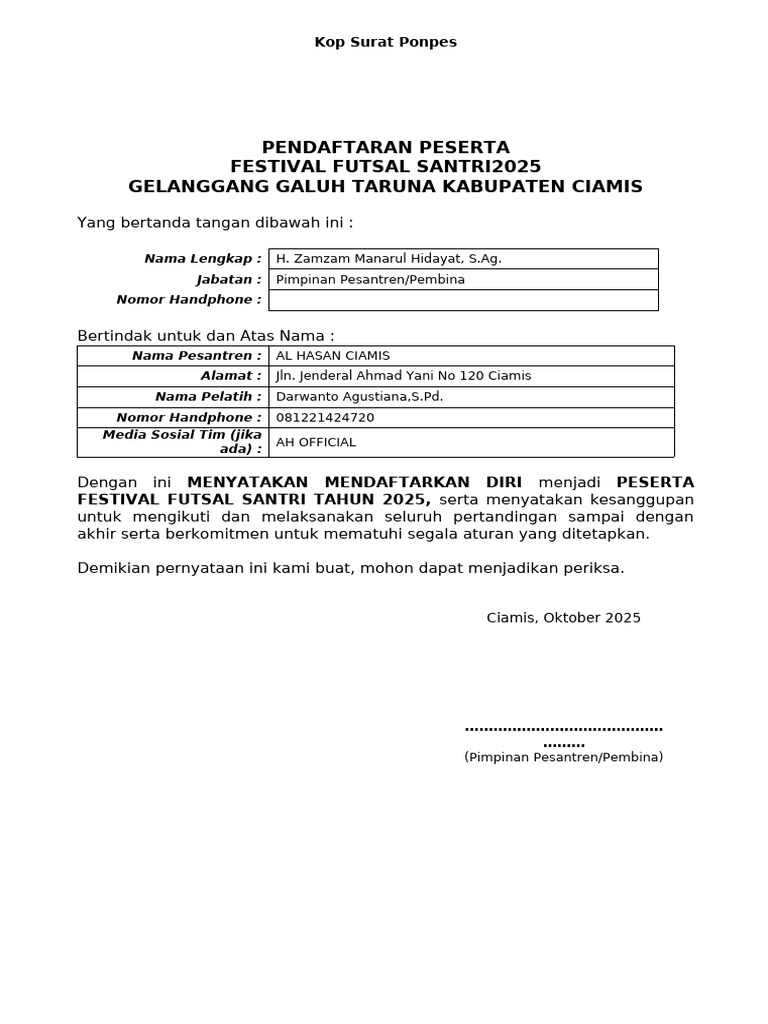 Formulir Persyaratan Ffs | PDF