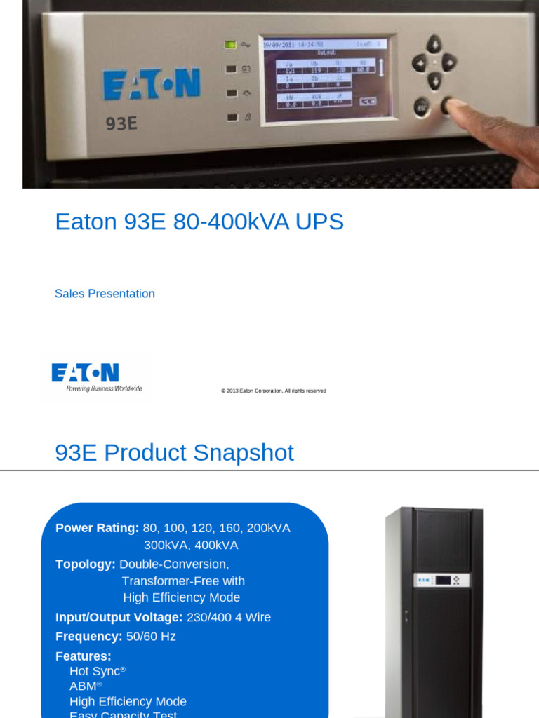 93E Eaton 93E 15-400kVA UPS Sales Presentation | PDF | Power Inverter ...