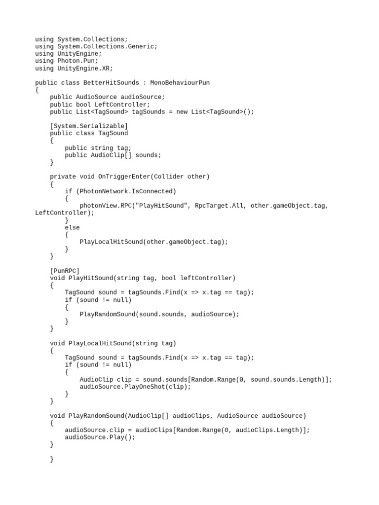 Unity Hit Sound Management Script | PDF