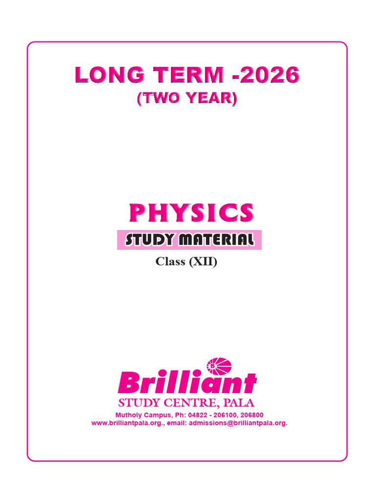 Class XII Physics Study Material 2026 | PDF | Electric Field | Force