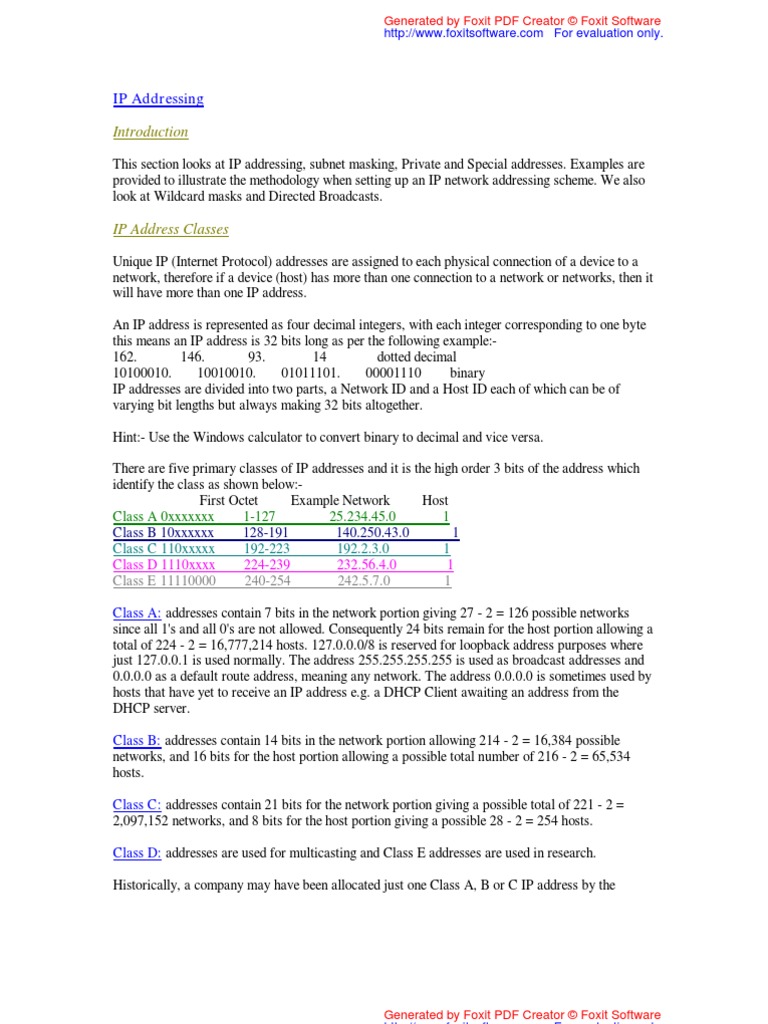 Ip Addressing | PDF | Ip Address | Computer Network