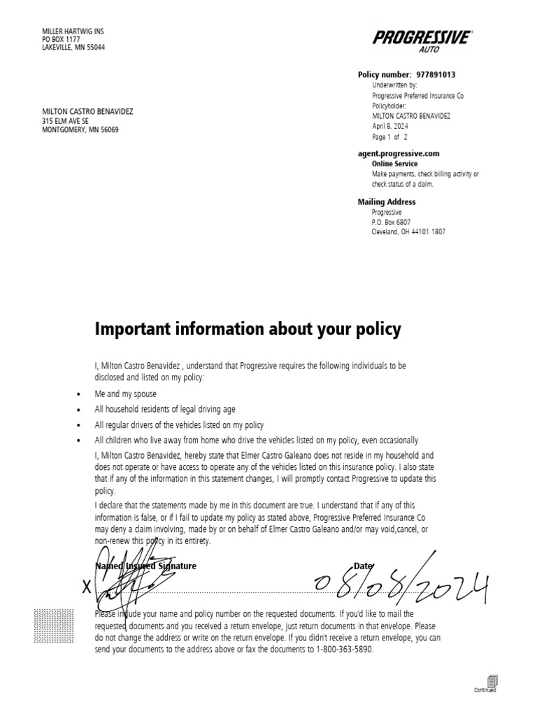 Signed Statement 977891013 | PDF | Insurance
