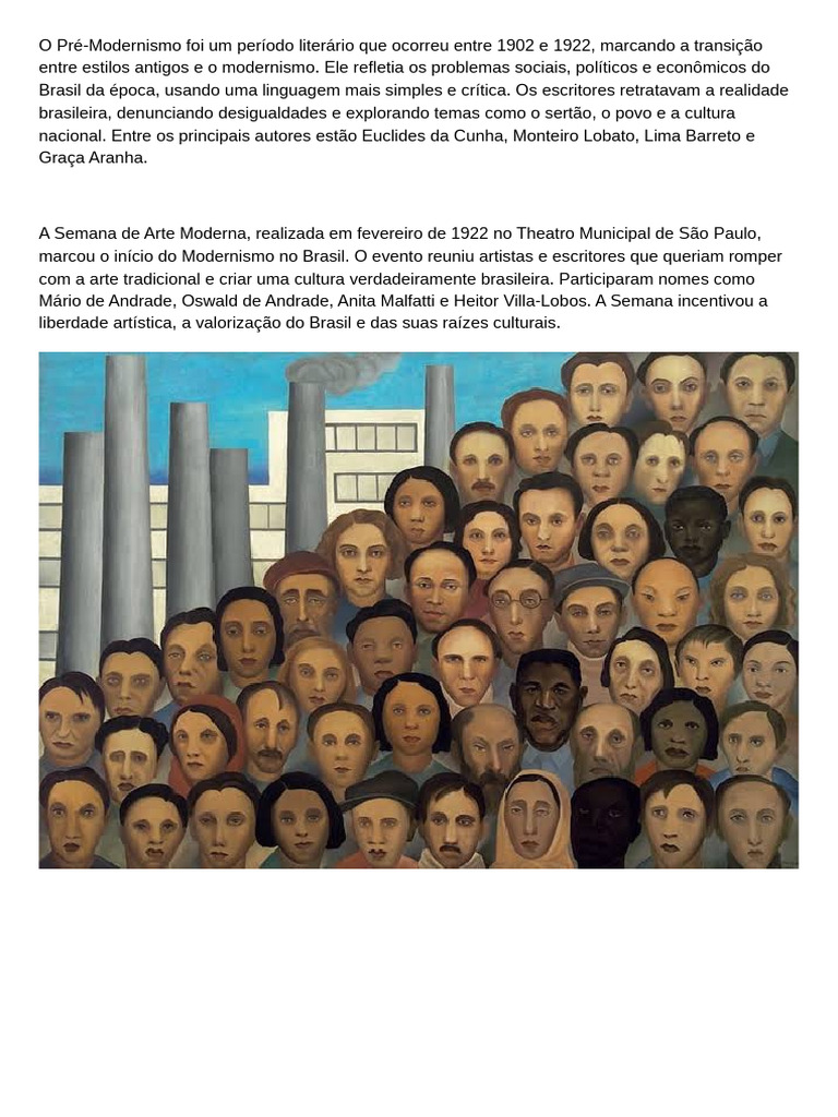 O Pré-Modernismo foi um período literário que ocorreu entre 1902 e 1922 ...