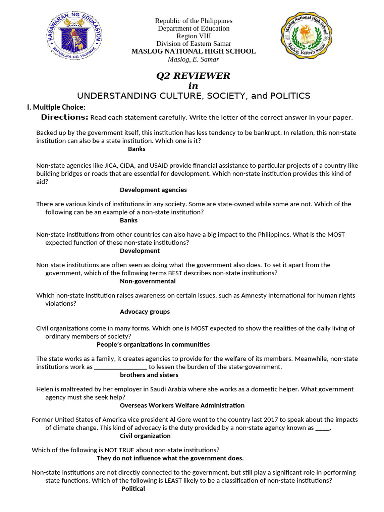 q2 Ucsp Reviewer | PDF | Social Stratification | Climate Change