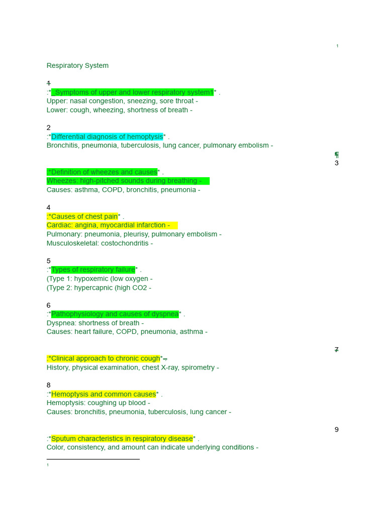 Respiratory and Urinary System Overview | PDF | Respiratory Diseases ...