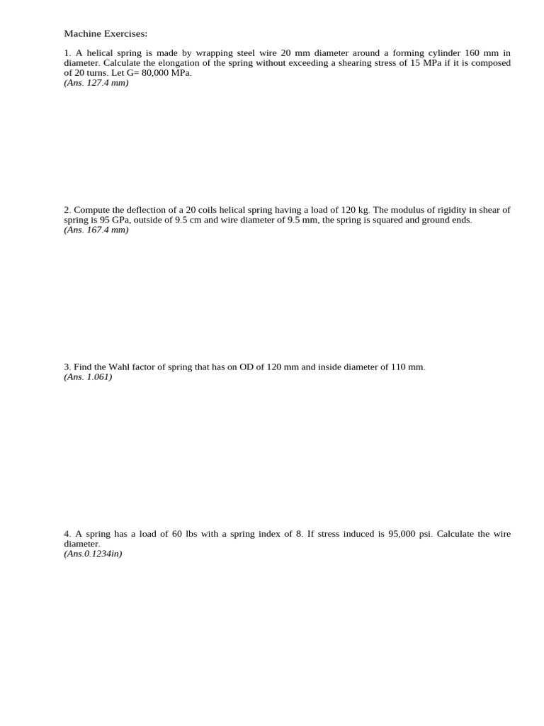 Machine Exercises - SPRINGS & BEAMS | PDF | Beam (Structure ...