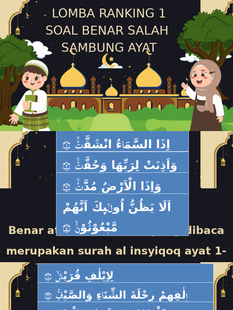 Soal Benar Salah Sambung Ayat | PDF