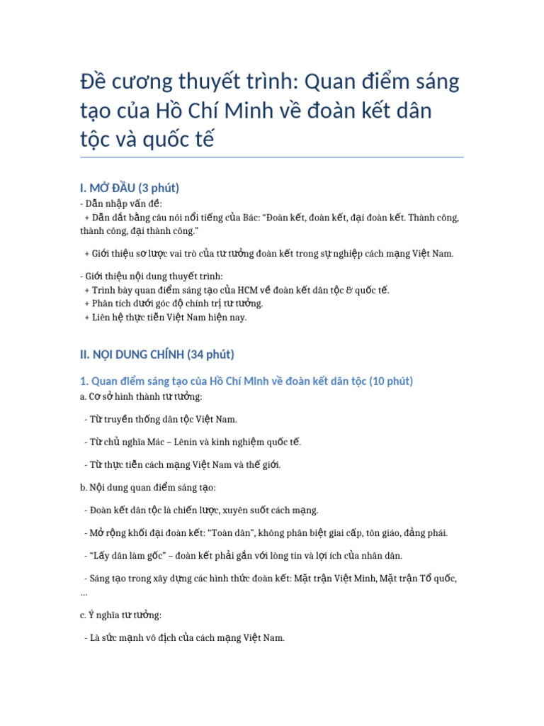 De Cuong HCM Doan Ket | PDF