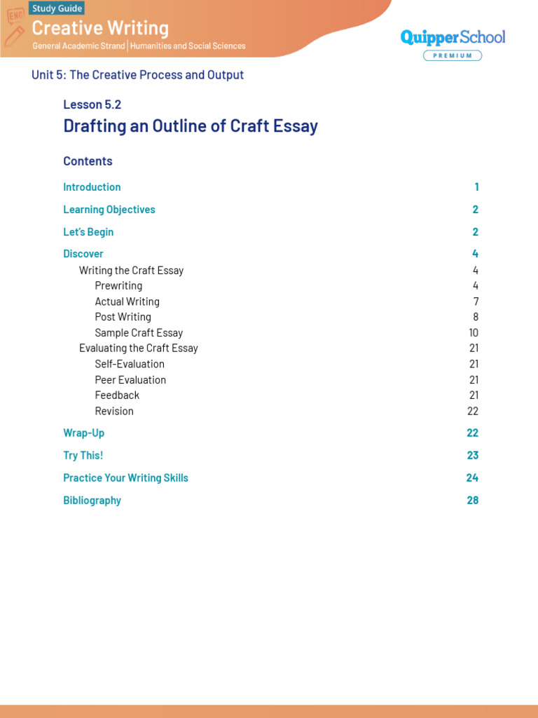 Craft Essay Writing Guide | PDF | Essays | Experience