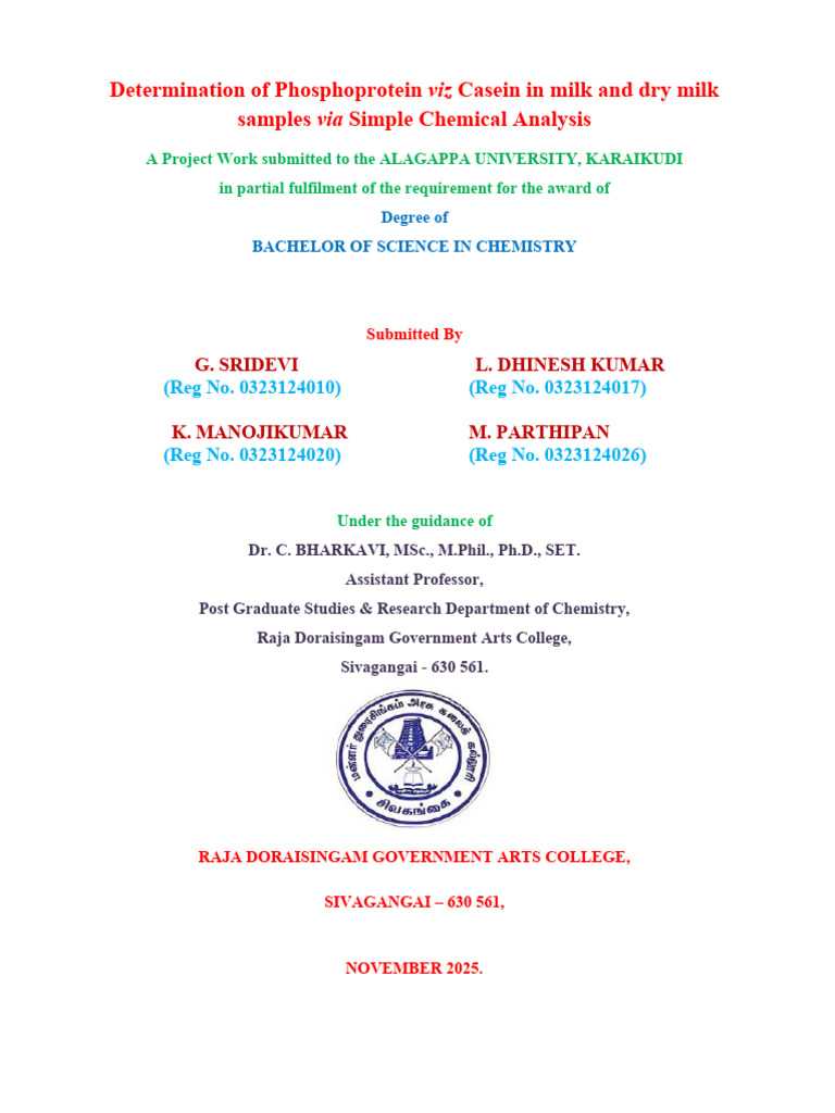 III BSC Group Project 2025 - Final | PDF | Milk