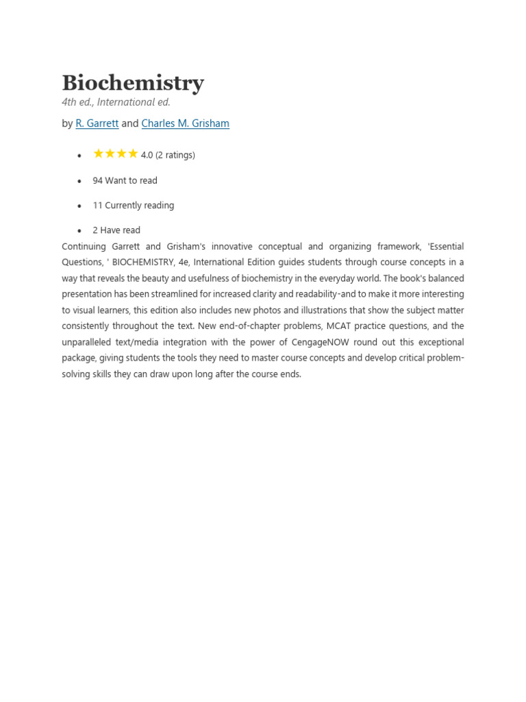 Biochemistry | PDF