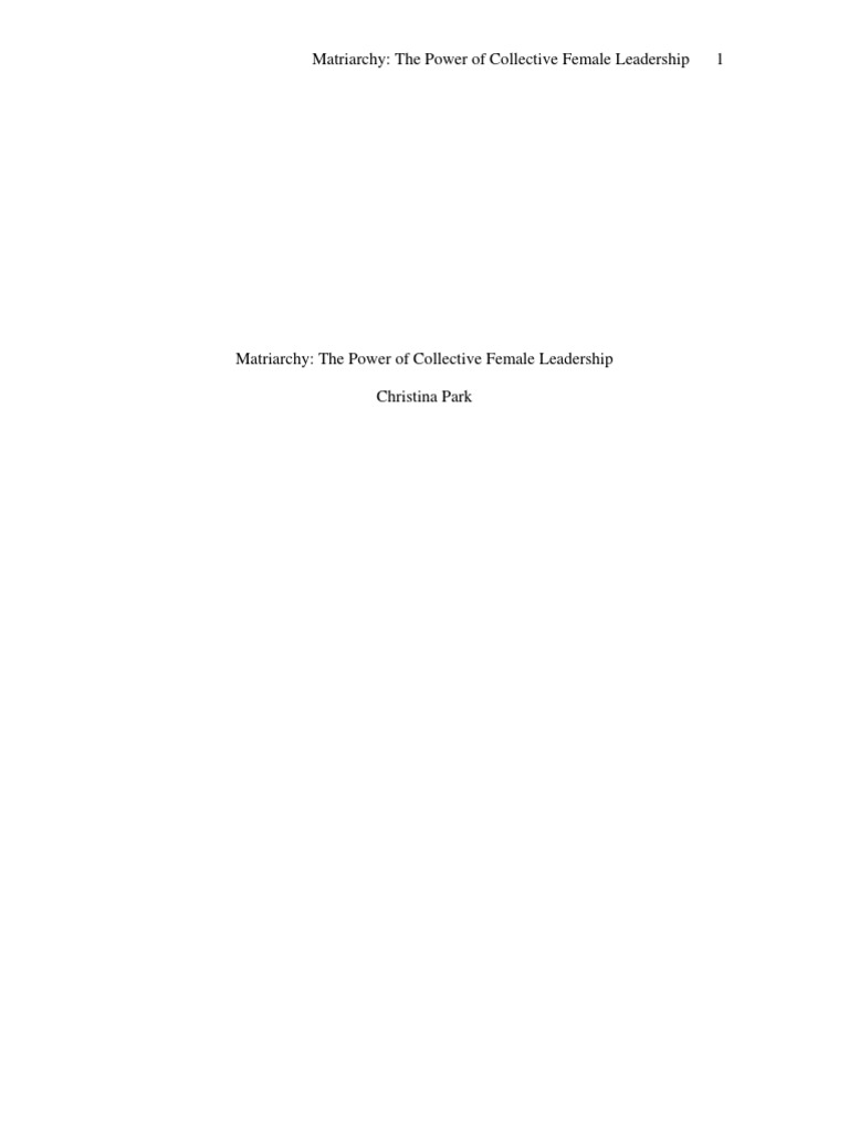 Matriarchy, The Power of Collective Female Leadership | PDF ...