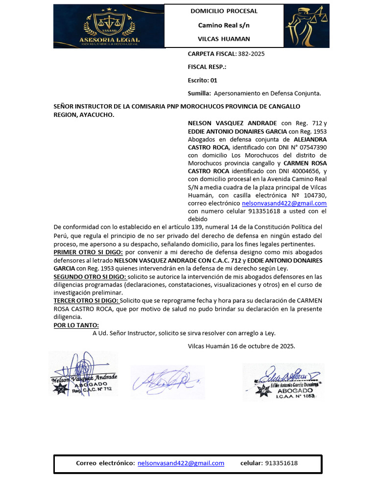 Apersonamiento en Defensa Conjunta 2025 | PDF | Justicia | Crimen y ...