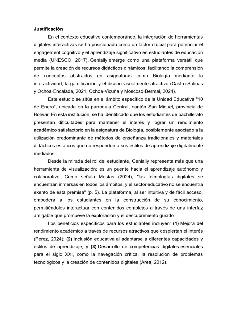 Tarea Maestría - Justificación Proyecto Genially | PDF | Aprendizaje | Maestros