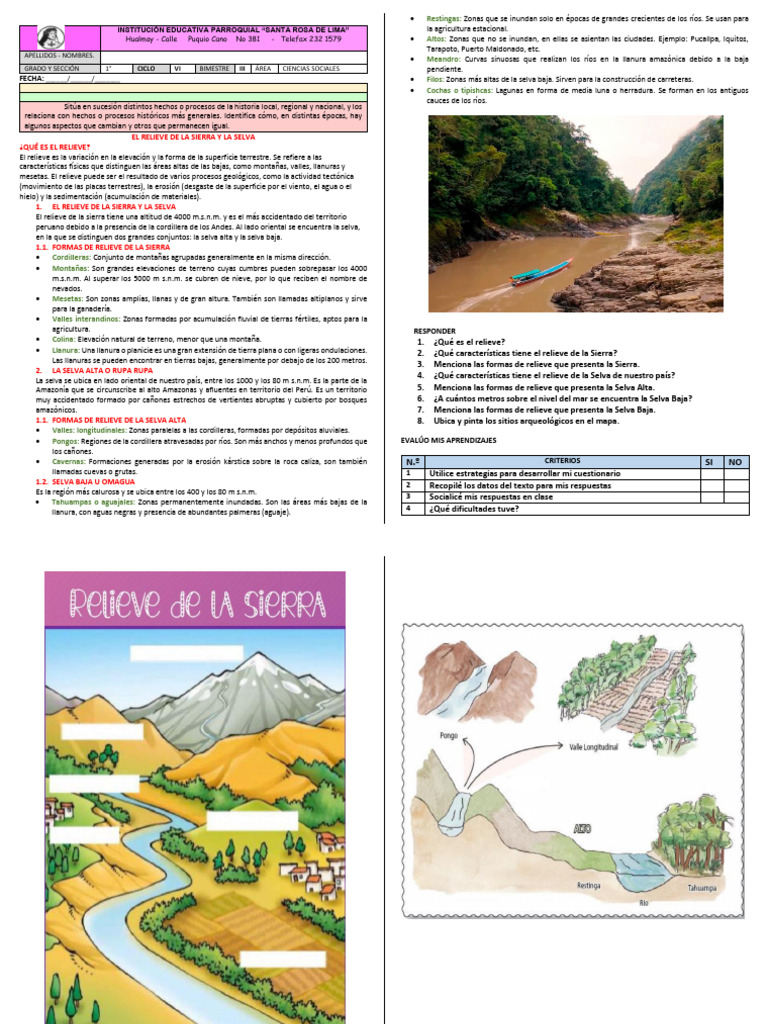 Relieve de la Sierra y Selva en Perú | PDF | Andes | Terreno