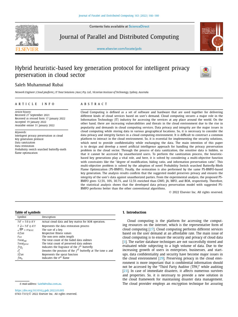 Hybrid Heuristic-Based Key Generation Protocol For Intelligent Privacy Preservation in Cloud ...