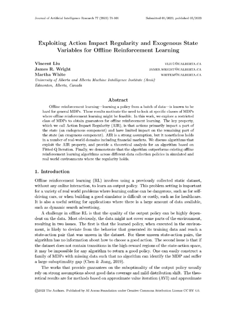 Exploiting Action Impact Regularity and Exogenous State Variables For Offline Reinforcement ...