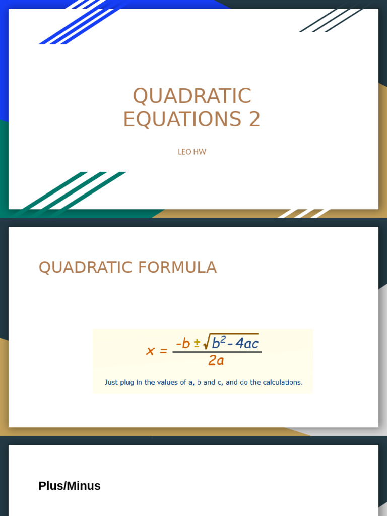 Calculus - Quadratic Equations 2 | PDF