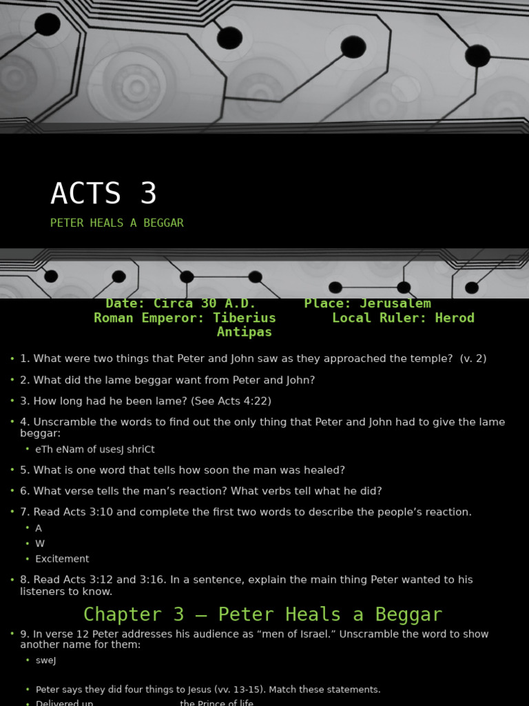Study Acts 3 - Peter Heals A Beggar | PDF