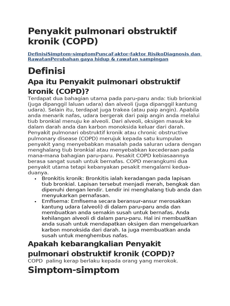 Penyakit Pulmonari Obstruktif Kronik | PDF