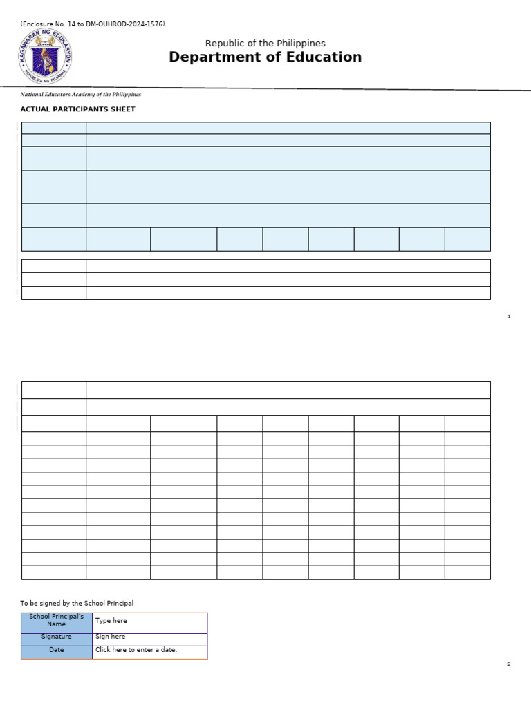 Enclosure No. 14 Actual Participants Profile Sheet | PDF | Authentication | Access Control
