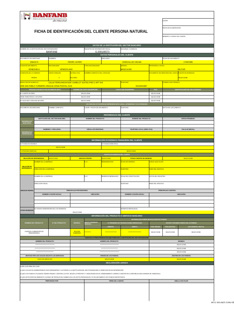 08FO Ficha de Identificación de Cliente Natural V2 | PDF | Bancos ...