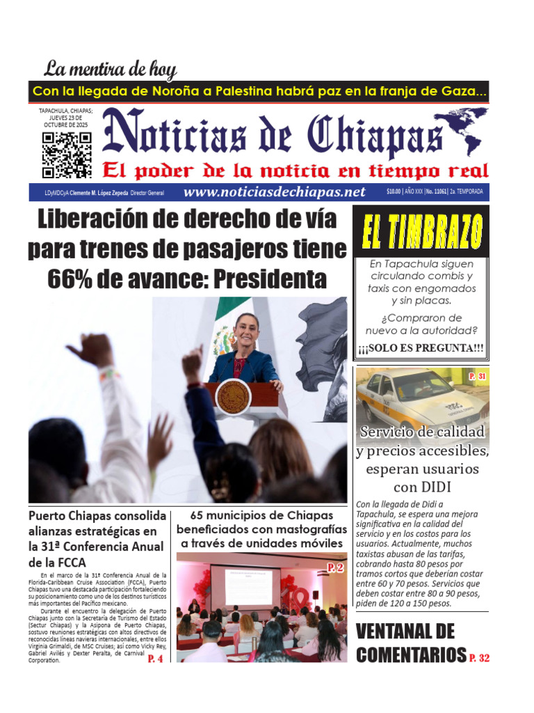 Periódico Noticias de Chiapas, Edición Virtual Jueves 23 de Octubre de ...