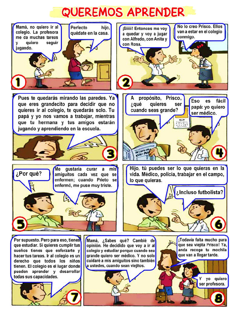 Ficha Leemos Una Historieta Queremos Aprender Maestra Janet Pdf