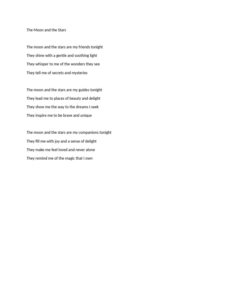 Moon and Stars: A Poetic Reflection | PDF