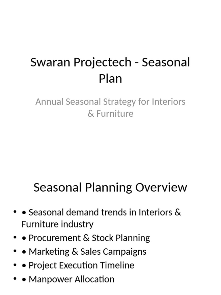 Swaran Projectech Seasonal Plan | PDF