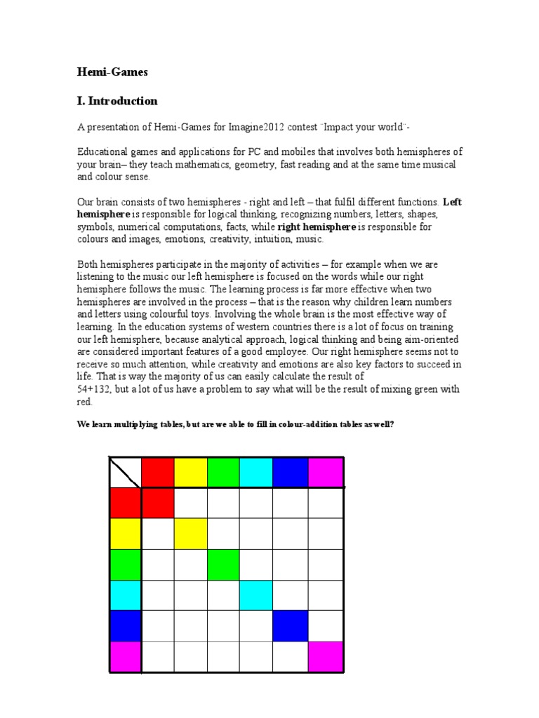 Hemi-Games Impact Your World | Download Free PDF | Lateralization Of ...