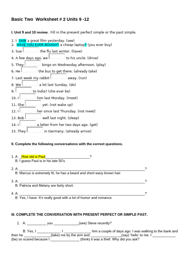 Review Units 9 12 | PDF