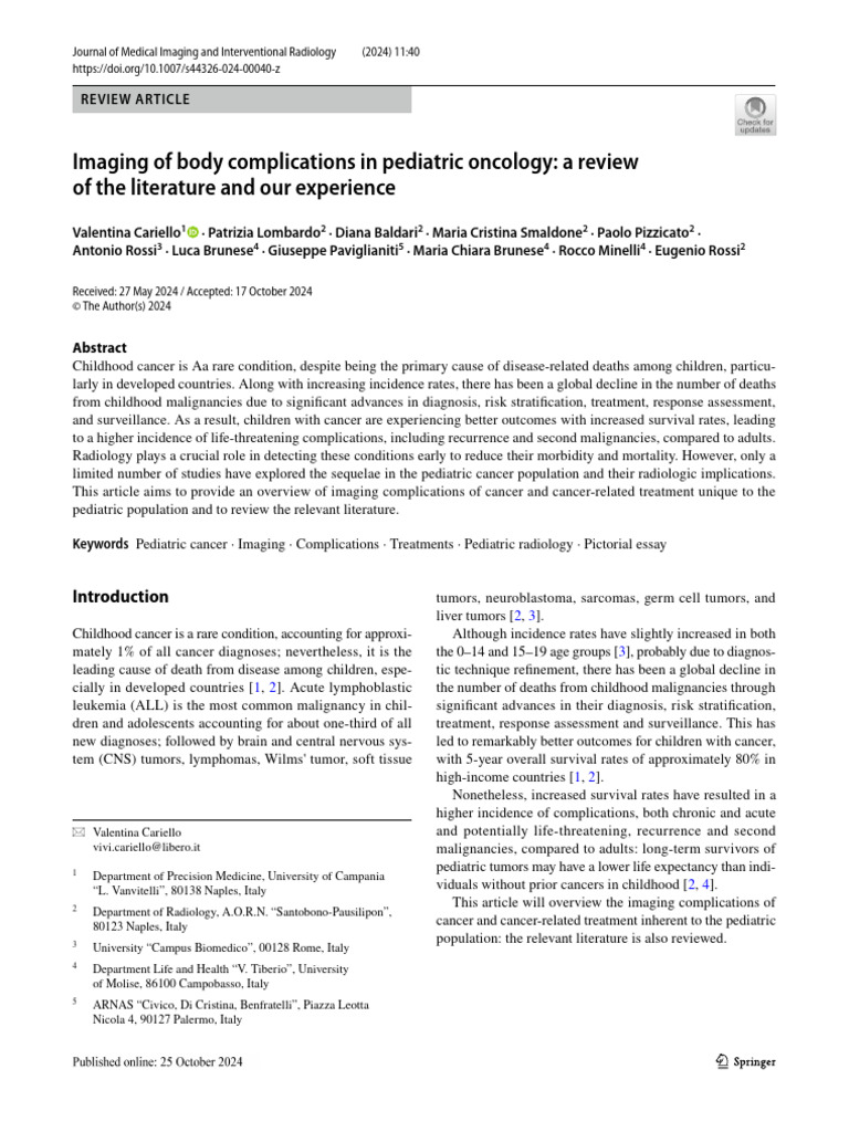 2024 Imaging of Body Complications in Pediatric Oncology A Review of ...