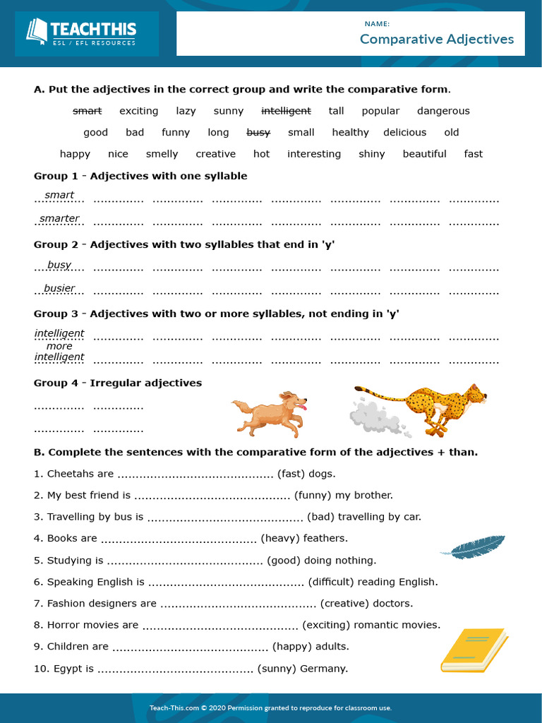 Comparative Adjectives Interactive Worksheet | PDF