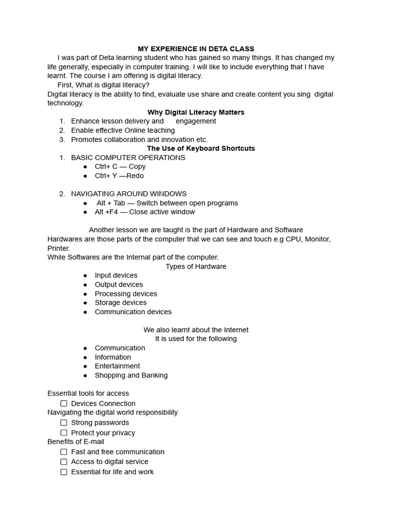 My Journey in Digital Literacy Training | PDF
