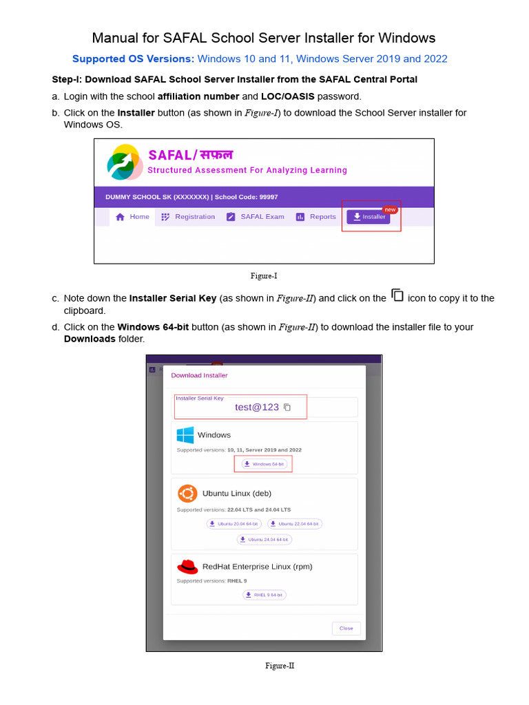 SAFAL 2025-26 School Server Installer Manual For Windows | PDF | Microsoft Windows | Software