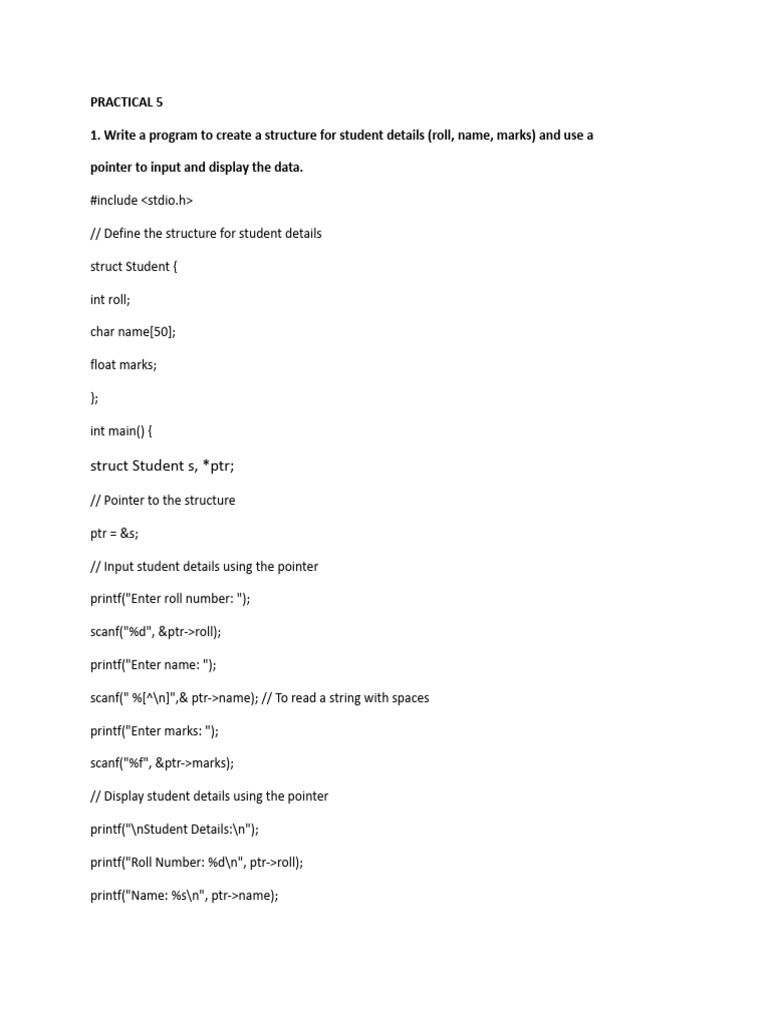 Prac 5 | PDF | Pointer (Computer Programming) | Algorithms And Data ...