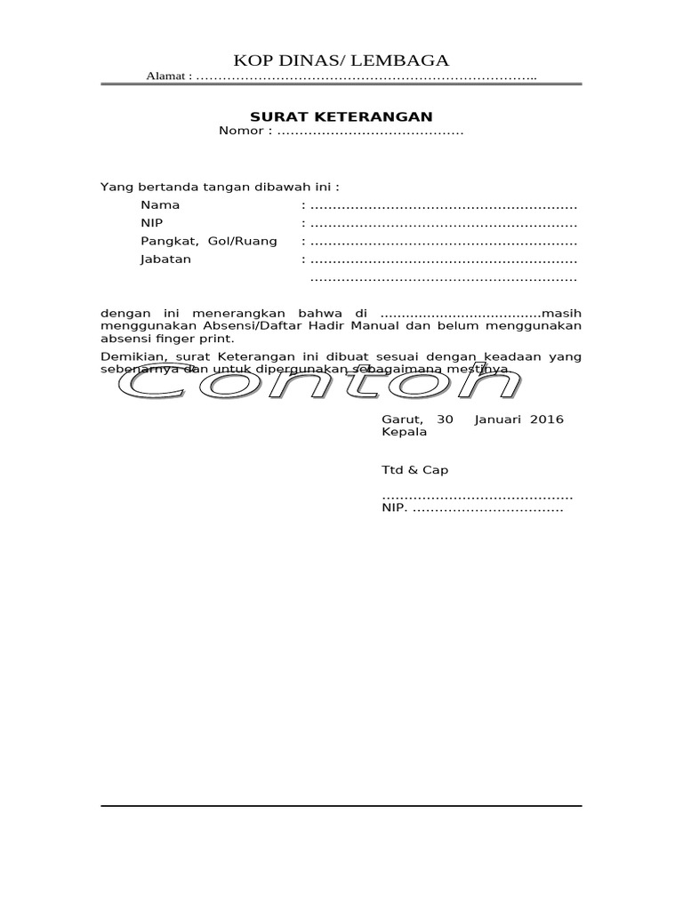 Surat Keterangan Absensi Manual | PDF