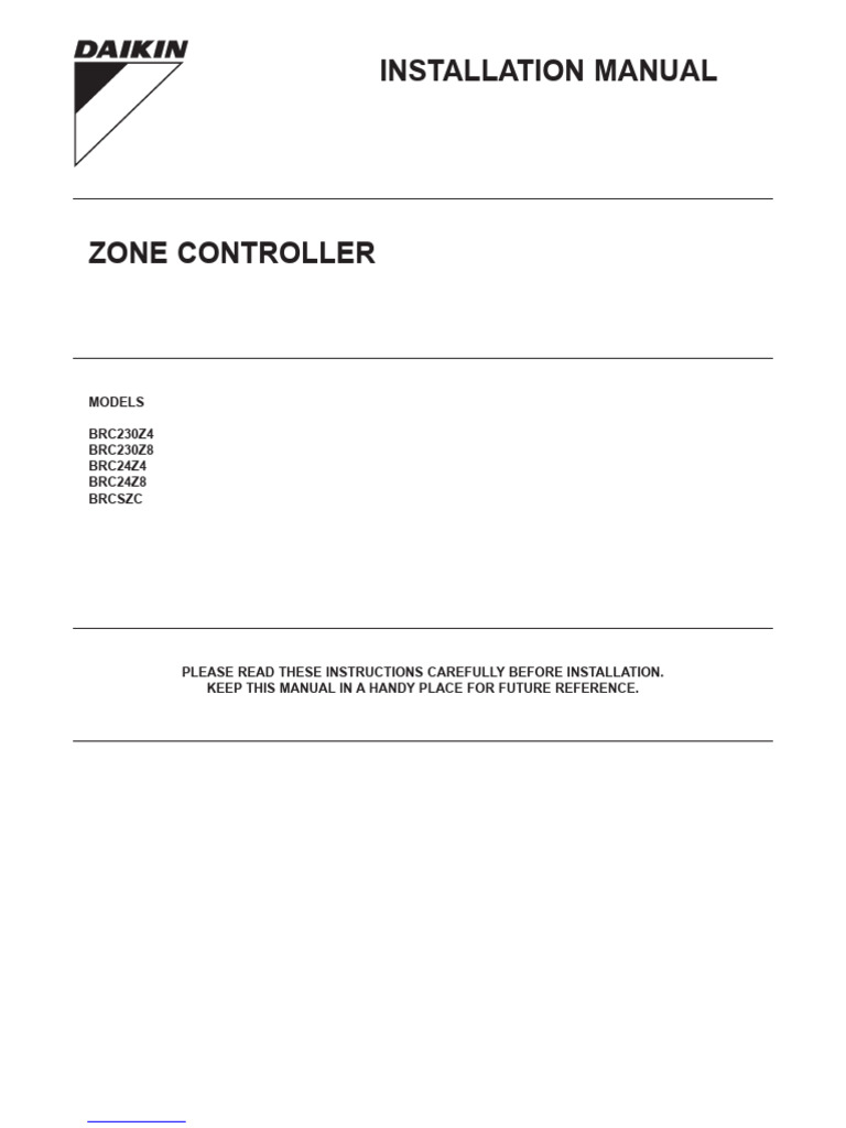 Daikin BRC230Z4 Installation Manual | PDF | Electrical Wiring ...